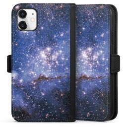 DeinDesign iPhone 11 Handy Klapph&uuml;lle Handyh&uuml;lle aus Kunst Leder schwarz Flip Case Galaxy Weltall Weltraum Sideflip mit Lasche