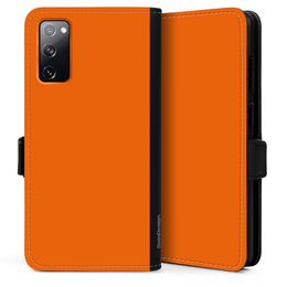 DeinDesign Galaxy S20 Handy Klapph&uuml;lle Handyh&uuml;lle aus Kunst Leder schwarz Flip Case Colour Unicoloured Orange Sideflip mit Lasche