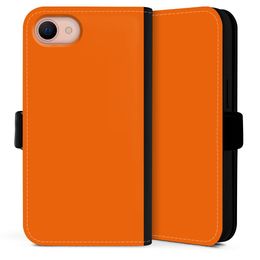 DeinDesign iPhone 16e Handy Klapph&uuml;lle Handyh&uuml;lle aus Kunst Leder schwarz Flip Case Orange Unicoloured Colour Sideflip mit Lasche