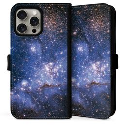 DeinDesign iPhone 16 Pro Handy Klapph&uuml;lle Handyh&uuml;lle aus Kunst Leder schwarz Flip Case Galaxy Weltall Weltraum Sideflip mit Lasche