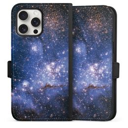 DeinDesign iPhone 15 Pro Max Handy Klapph&uuml;lle Handyh&uuml;lle aus Kunst Leder schwarz Flip Case Galaxy Weltall Weltraum Sideflip mit Lasche