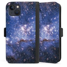 DeinDesign iPhone 13 Handy Klapph&uuml;lle Handyh&uuml;lle aus Kunst Leder schwarz Flip Case Galaxy Weltall Weltraum Sideflip mit Lasche
