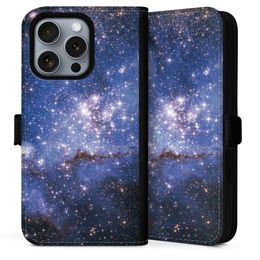 DeinDesign iPhone 16 Pro Max Handy Klapph&uuml;lle Handyh&uuml;lle aus Kunst Leder schwarz Flip Case Galaxy Weltall Weltraum Sideflip mit Lasche
