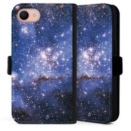 DeinDesign iPhone 17e Handy Klapph&uuml;lle Handyh&uuml;lle aus Kunst Leder schwarz Flip Case Weltall Galaxy Weltraum Sideflip mit Lasche