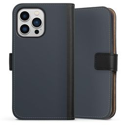 DeinDesign iPhone 13 Pro Handy Klapphülle Handyhülle aus Kunst Leder schwarz Flip Case Anthracite Grey Unicoloured Sideflip mit Lasche