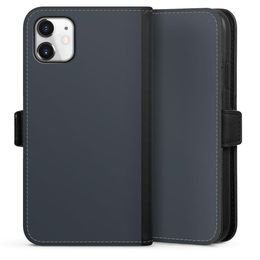 DeinDesign iPhone 11 Handy Klapph&uuml;lle Handyh&uuml;lle aus Kunst Leder schwarz Flip Case Anthracite Grey Unicoloured Sideflip mit Lasche