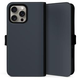 DeinDesign iPhone 16 Pro Handy Klapph&uuml;lle Handyh&uuml;lle aus Kunst Leder schwarz Flip Case Anthracite Grey Unicoloured Sideflip mit Lasche