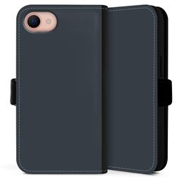 DeinDesign iPhone 16e Handy Klapph&uuml;lle Handyh&uuml;lle aus Kunst Leder schwarz Flip Case Anthracite Grey Unicoloured Sideflip mit Lasche