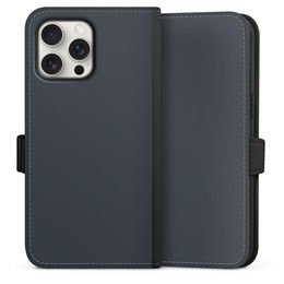 DeinDesign iPhone 15 Pro Max Handy Klapph&uuml;lle Handyh&uuml;lle aus Kunst Leder schwarz Flip Case Anthracite Grey Unicoloured Sideflip mit Lasche