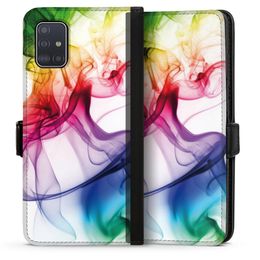 DeinDesign Galaxy A51 Handy Klapph&uuml;lle Handyh&uuml;lle aus Kunst Leder schwarz Flip Case Rainbow Colour Water Sideflip mit Lasche