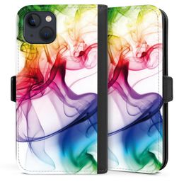 DeinDesign iPhone 13 Handy Klapph&uuml;lle Handyh&uuml;lle aus Kunst Leder schwarz Flip Case Rainbow Colour Water Sideflip mit Lasche