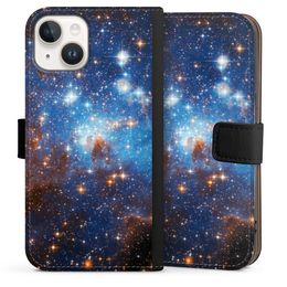 DeinDesign iPhone 14 Handy Klapph&uuml;lle Handyh&uuml;lle aus Kunst Leder schwarz Flip Case Weltall Star Galaxy Sideflip mit Lasche
