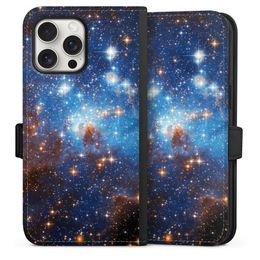 DeinDesign iPhone 15 Pro Max Handy Klapph&uuml;lle Handyh&uuml;lle aus Kunst Leder schwarz Flip Case Weltall Star Galaxy Sideflip mit Lasche