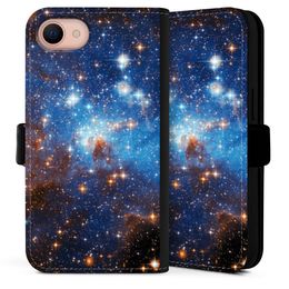 DeinDesign iPhone 16e Handy Klapph&uuml;lle Handyh&uuml;lle aus Kunst Leder schwarz Flip Case Weltall Star Galaxy Sideflip mit Lasche