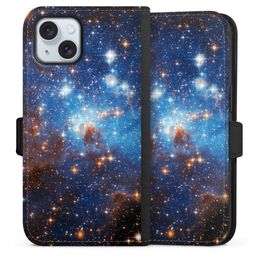 DeinDesign iPhone 15 Handy Klapph&uuml;lle Handyh&uuml;lle aus Kunst Leder schwarz Flip Case Weltall Star Galaxy Sideflip mit Lasche