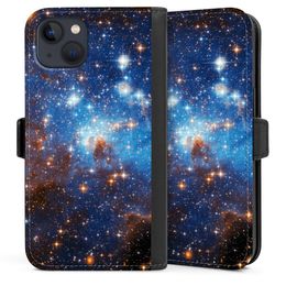 DeinDesign iPhone 13 Handy Klapph&uuml;lle Handyh&uuml;lle aus Kunst Leder schwarz Flip Case Weltall Star Galaxy Sideflip mit Lasche