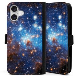 DeinDesign iPhone 16 Plus Handy Klapph&uuml;lle Handyh&uuml;lle aus Kunst Leder schwarz Flip Case Weltall Star Galaxy Sideflip mit Lasche