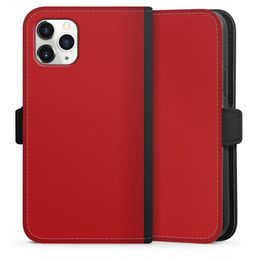 DeinDesign iPhone 11 Pro Handy Klapph&uuml;lle Handyh&uuml;lle aus Kunst Leder schwarz Flip Case Colour Unicoloured Red Sideflip mit Lasche