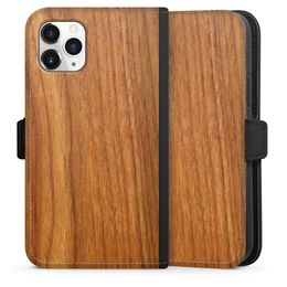 DeinDesign iPhone 11 Pro Handy Klapph&uuml;lle Handyh&uuml;lle aus Kunst Leder schwarz Flip Case Larch Wood Wooden Look Sideflip mit Lasche