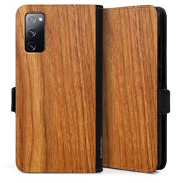 DeinDesign Galaxy S20 Handy Klapph&uuml;lle Handyh&uuml;lle aus Kunst Leder schwarz Flip Case Larch Wood Wooden Look Sideflip mit Lasche