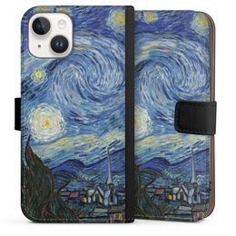 DeinDesign iPhone 14 Handy Klapph&uuml;lle Handyh&uuml;lle aus Kunst Leder schwarz Flip Case The Starry Night Kunst Sideflip mit Lasche