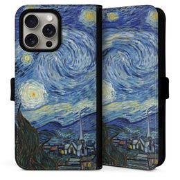 DeinDesign iPhone 16 Pro Handy Klapph&uuml;lle Handyh&uuml;lle aus Kunst Leder schwarz Flip Case The Starry Night Kunst Sideflip mit Lasche