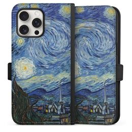 DeinDesign iPhone 15 Pro Max Handy Klapph&uuml;lle Handyh&uuml;lle aus Kunst Leder schwarz Flip Case The Starry Night Kunst Sideflip mit Lasche