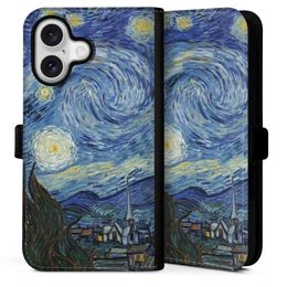 DeinDesign iPhone 16 Handy Klapph&uuml;lle Handyh&uuml;lle aus Kunst Leder schwarz Flip Case The Starry Night Kunst Sideflip mit Lasche