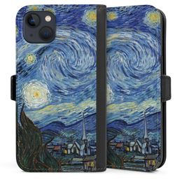 DeinDesign iPhone 13 Handy Klapph&uuml;lle Handyh&uuml;lle aus Kunst Leder schwarz Flip Case The Starry Night Kunst Sideflip mit Lasche