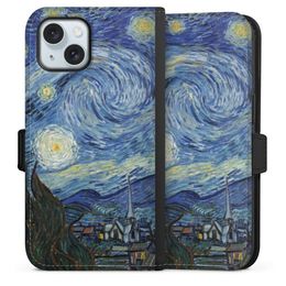 DeinDesign iPhone 15 Handy Klapph&uuml;lle Handyh&uuml;lle aus Kunst Leder schwarz Flip Case The Starry Night Kunst Sideflip mit Lasche