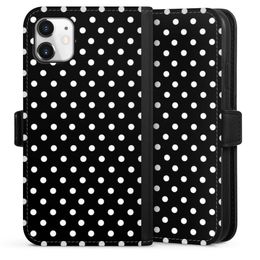DeinDesign iPhone 11 Handy Klapph&uuml;lle Handyh&uuml;lle aus Kunst Leder schwarz Flip Case Retro Points Polka Dots Sideflip mit Lasche