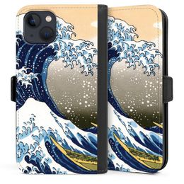 DeinDesign iPhone 13 Handy Klapph&uuml;lle Handyh&uuml;lle aus Kunst Leder schwarz Flip Case Katsushika Hokusai Die Gro&szlig;e Welle Vor Kanagawa Kunst Sideflip mit Lasche