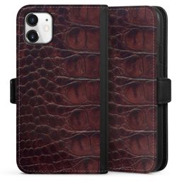 DeinDesign iPhone 11 Handy Klapph&uuml;lle Handyh&uuml;lle aus Kunst Leder schwarz Flip Case Leather Crocodile Animal Print Sideflip mit Lasche