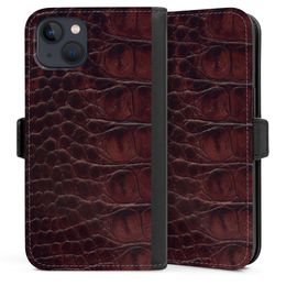DeinDesign iPhone 13 Handy Klapph&uuml;lle Handyh&uuml;lle aus Kunst Leder schwarz Flip Case Leather Crocodile Animal Print Sideflip mit Lasche