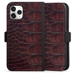 DeinDesign iPhone 11 Pro Handy Klapph&uuml;lle Handyh&uuml;lle aus Kunst Leder schwarz Flip Case Leather Crocodile Animal Print Sideflip mit Lasche