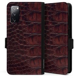 DeinDesign Galaxy S20 Handy Klapph&uuml;lle Handyh&uuml;lle aus Kunst Leder schwarz Flip Case Animal Print Crocodile Leather Sideflip mit Lasche