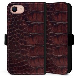 DeinDesign iPhone 17e Handy Klapph&uuml;lle Handyh&uuml;lle aus Kunst Leder schwarz Flip Case Leather Crocodile Animal Print Sideflip mit Lasche