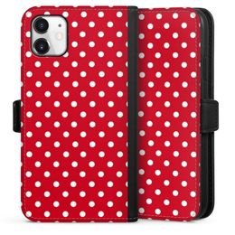 DeinDesign iPhone 11 Handy Klapph&uuml;lle Handyh&uuml;lle aus Kunst Leder schwarz Flip Case Points Polka Dots Retro Sideflip mit Lasche
