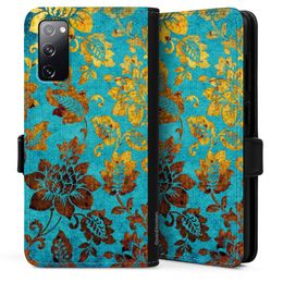 DeinDesign Galaxy S20 Handy Klapph&uuml;lle Handyh&uuml;lle aus Kunst Leder schwarz Flip Case Flowers Ornament Vintage Sideflip mit Lasche