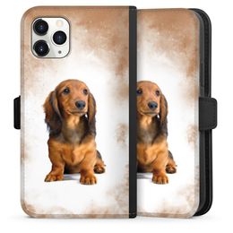 DeinDesign iPhone 11 Pro Handy Klapph&uuml;lle Handyh&uuml;lle aus Kunst Leder schwarz Flip Case Pet Dachshund Dog Sideflip mit Lasche