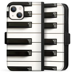 DeinDesign Galaxy A51 Handy Klapph&uuml;lle Handyh&uuml;lle aus Kunst Leder schwarz Flip Case Klavier Music Piano Sideflip mit Lasche