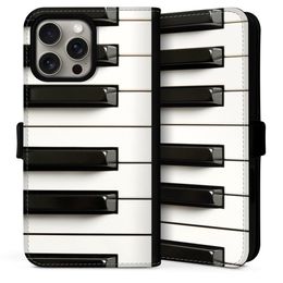 DeinDesign iPhone 16 Pro Handy Klapph&uuml;lle Handyh&uuml;lle aus Kunst Leder schwarz Flip Case Klavier Music Piano Sideflip mit Lasche