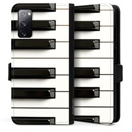 DeinDesign Galaxy S20 Handy Klapph&uuml;lle Handyh&uuml;lle aus Kunst Leder schwarz Flip Case Piano Music Klavier Sideflip mit Lasche