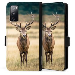 DeinDesign Galaxy S20 Handy Klapph&uuml;lle Handyh&uuml;lle aus Kunst Leder schwarz Flip Case Forrest Meadow Deer Sideflip mit Lasche