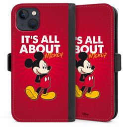 DeinDesign iPhone 13 Handy Klapph&uuml;lle Handyh&uuml;lle aus Kunst Leder schwarz Flip Case Disney Official Licensed Product Mouse Sideflip mit Lasche