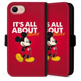 DeinDesign iPhone 16e Handy Klapph&uuml;lle Handyh&uuml;lle aus Kunst Leder schwarz Flip Case Disney Official Licensed Product Mouse Sideflip mit Lasche