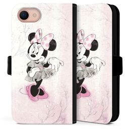 DeinDesign iPhone 16e Handy Klapph&uuml;lle Handyh&uuml;lle aus Kunst Leder schwarz Flip Case Vintage Minnie Mouse Disney Sideflip mit Lasche