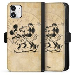 DeinDesign iPhone 11 Handy Klapph&uuml;lle Handyh&uuml;lle aus Kunst Leder schwarz Flip Case Minnie Mouse Vintage Mickey Mouse Sideflip mit Lasche