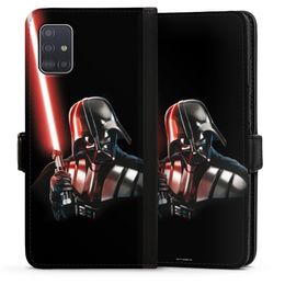 DeinDesign Galaxy A51 Handy Klapph&uuml;lle Handyh&uuml;lle aus Kunst Leder schwarz Flip Case Merchandise Darth Vader Star Wars Sideflip mit Lasche