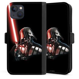 DeinDesign iPhone 13 Handy Klapph&uuml;lle Handyh&uuml;lle aus Kunst Leder schwarz Flip Case Merchandise Darth Vader Star Wars Sideflip mit Lasche